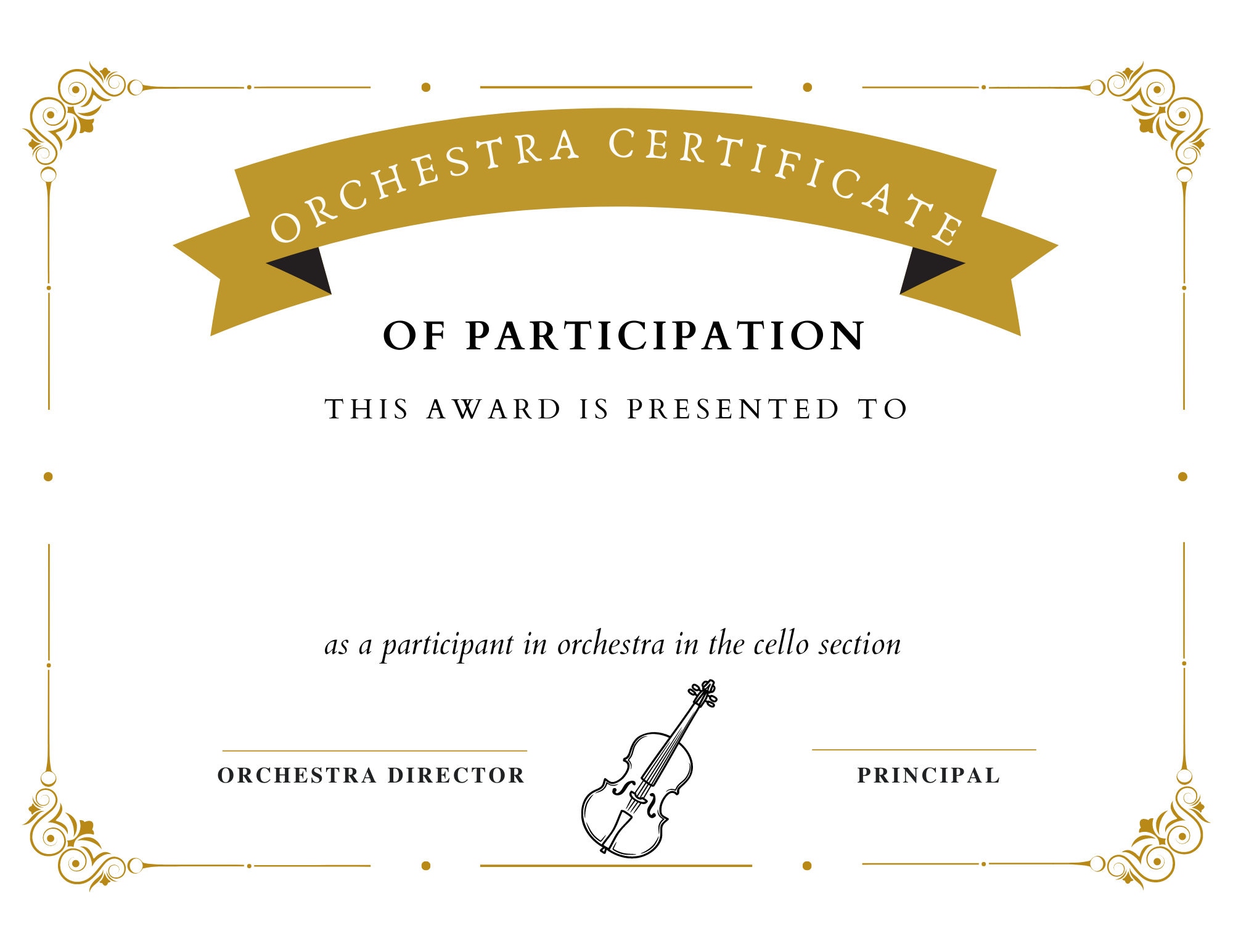 Orchestra Editable Certificate! Mega Pack-5 Certificates: Violin, Viola ...
