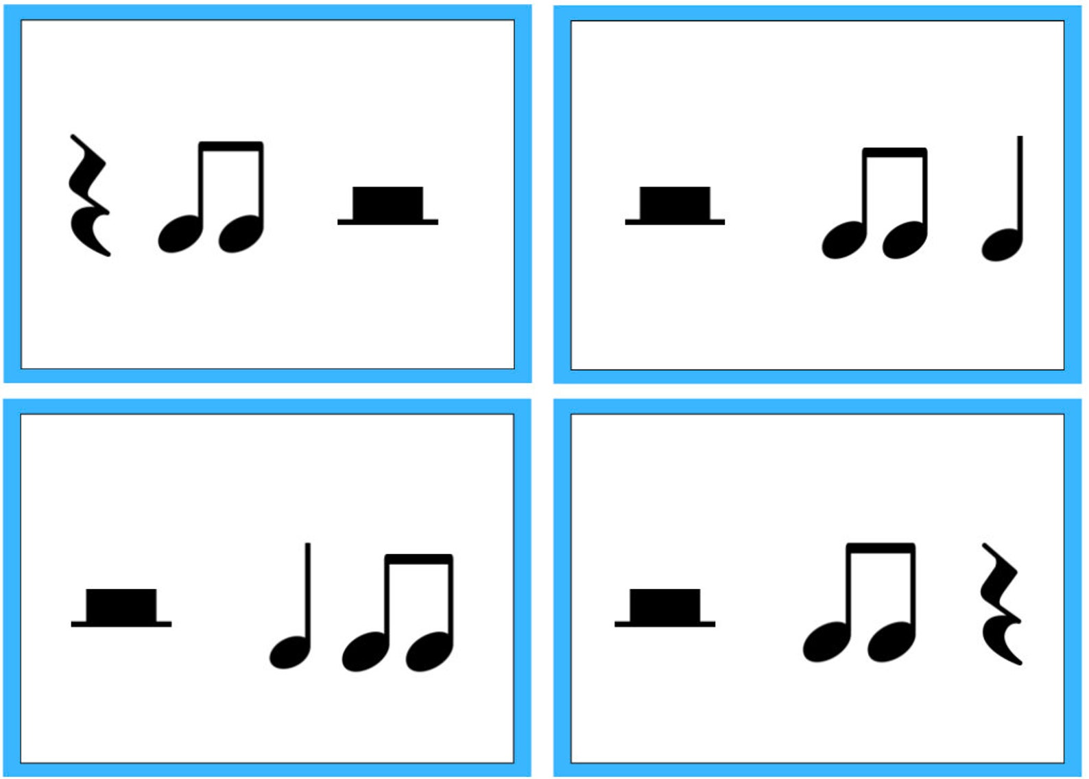 Rhythm Music Flash Cards. Elementary and Intermediate Skill Level, Clap ...