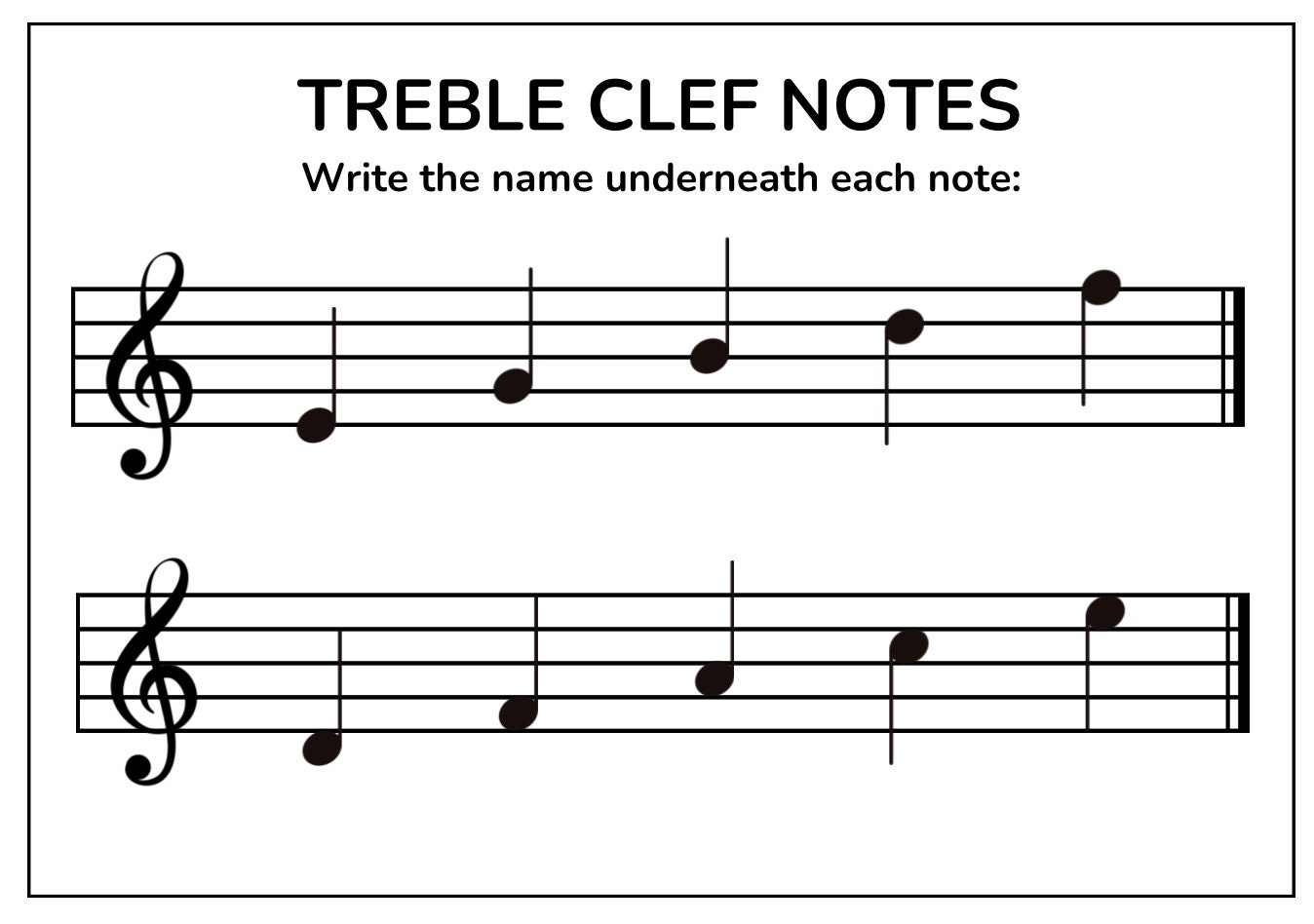 Music Notes Worksheet - Etsy