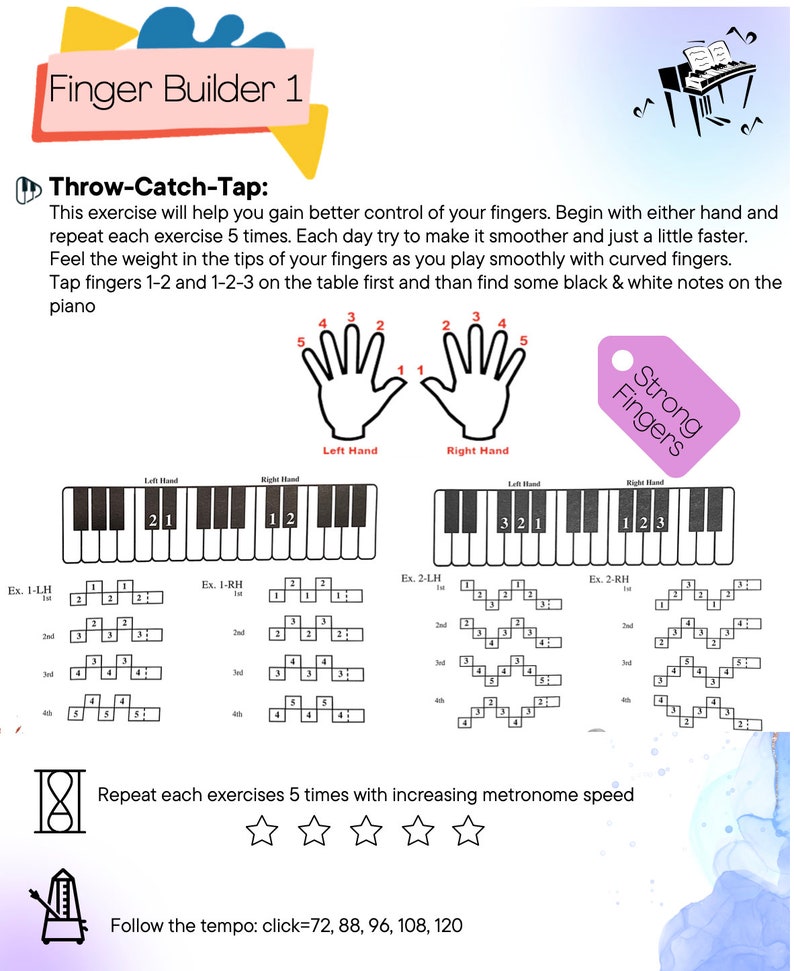 Piano Beginner Exercises - Etsy