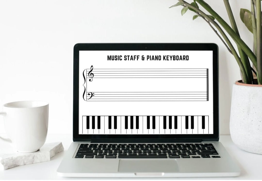 Music Staff and Keyboard. Digital Print Poster. Piano Teacher Resource ...