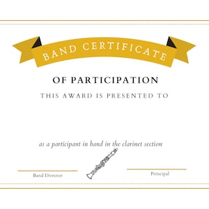 Band Editable Certificates! Mega Pack-21 Certificates: Woodwind, Brass ...