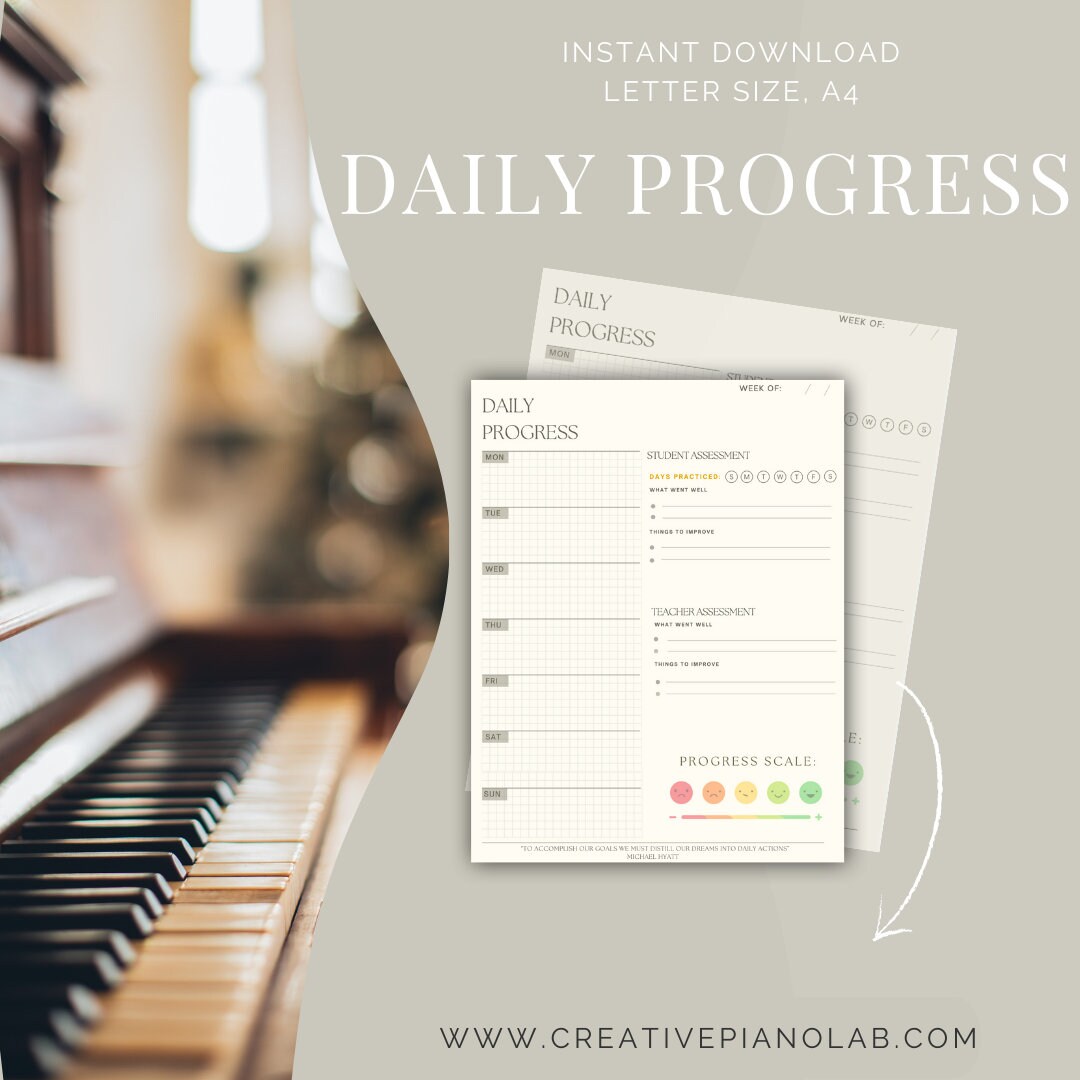 Music Daily Progress Progress, Music Assignment Sheet, Practice Tracker ...
