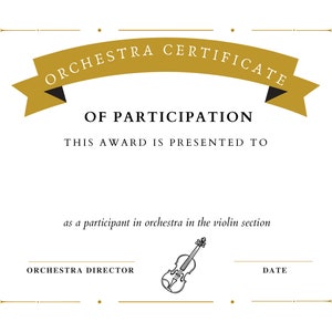 Orchestra Editable Certificate! Mega Pack-5 Certificates: Violin, Viola ...