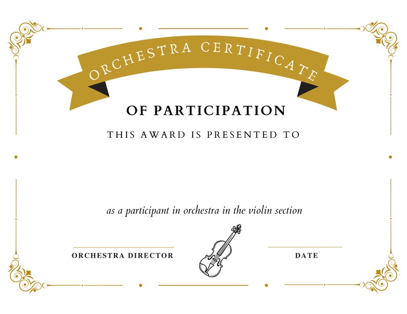 Orchestra Editable Certificate! Mega Pack-5 Certificates: Violin, Viola ...