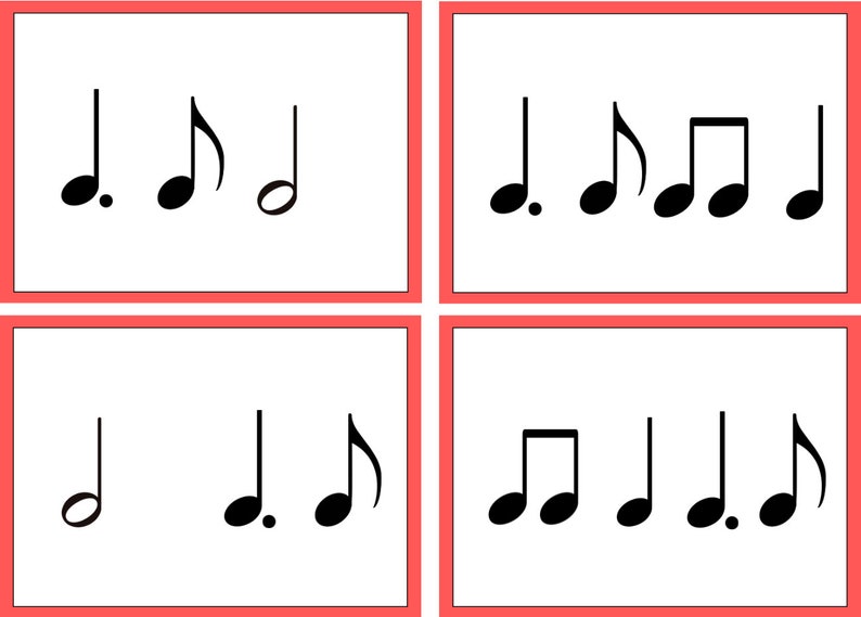 Rhythm Music Flash Cards. Elementary and Intermediate Skill Level, Clap ...