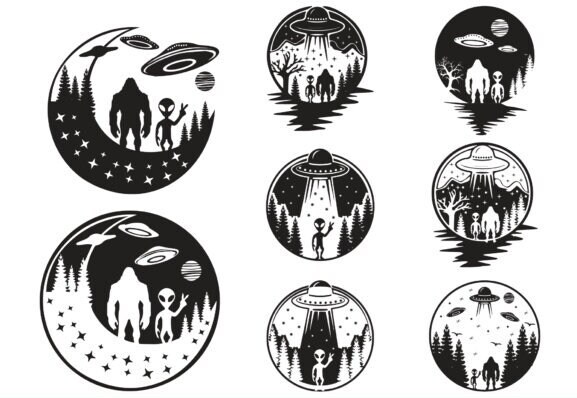 Alien and Moon Digital Download, SVG, PNG, JPG, Easy to Use, Alien ...