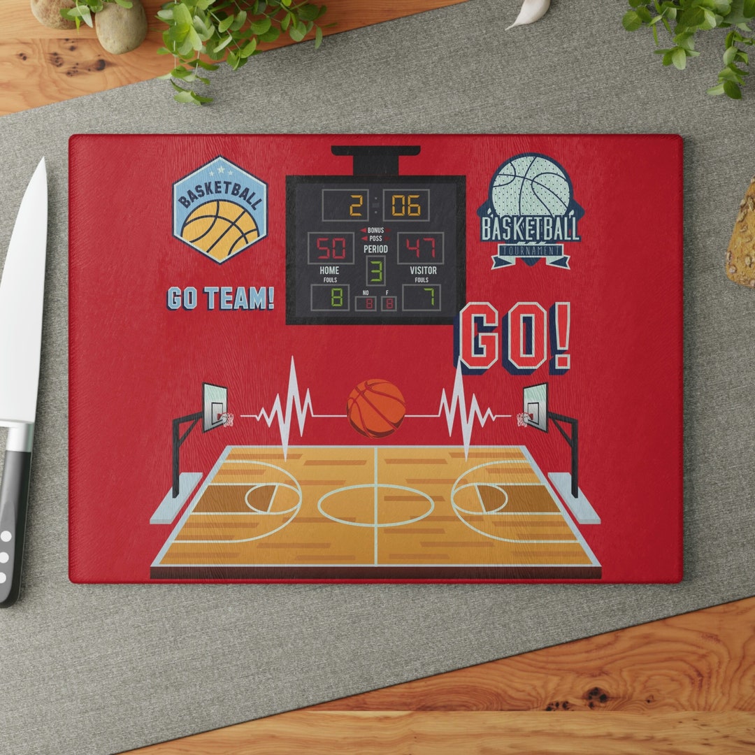 Basketball Full Court Glass Cutting Board, Keep Score Tempered Glass ...