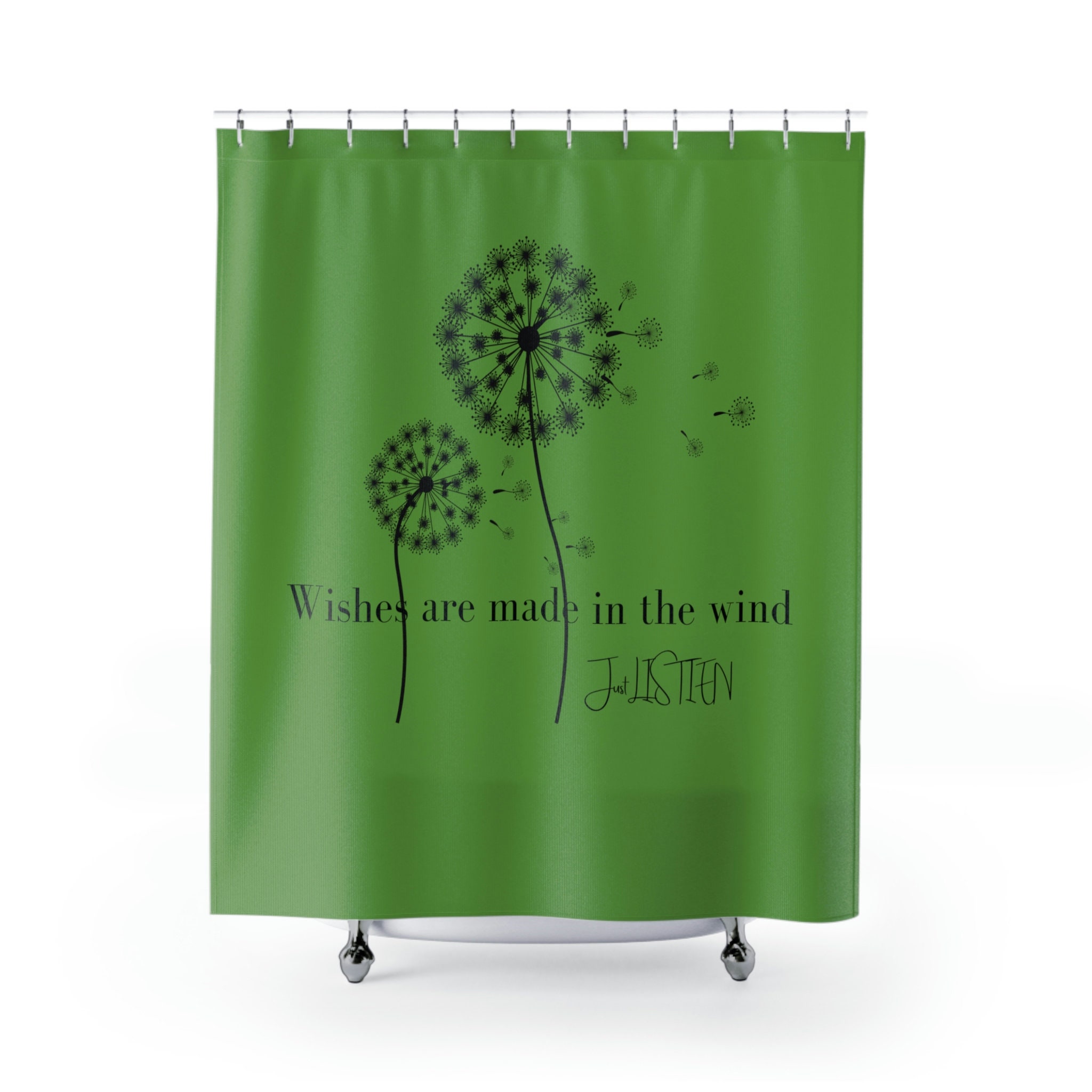 Wishes Are Made in the Wind Shower Curtain Just Listen Forest Green 100 ...