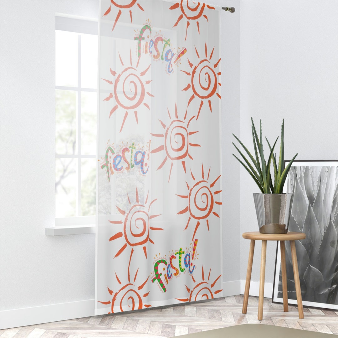 Fiesta Tribal Sun Sheer Window Curtain 50"by 84" Mexican Carnival ...