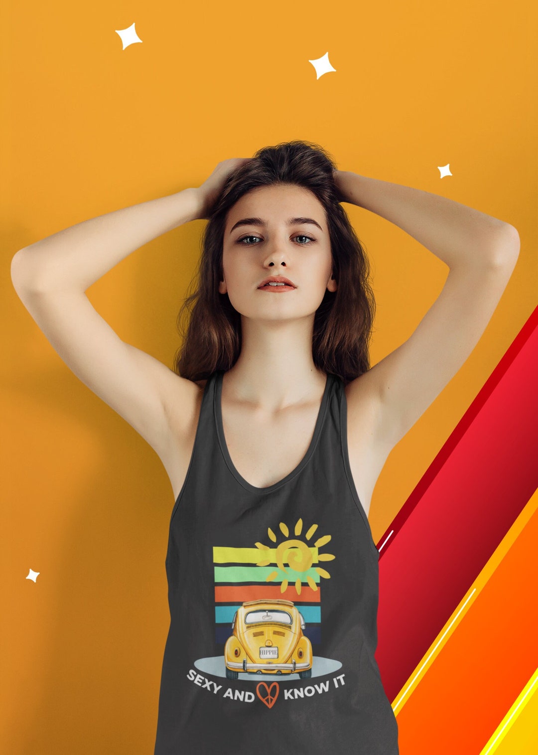 Sexy and Know It Cute as a Bug Light Airy Hippie Tank, Retro 70's ...