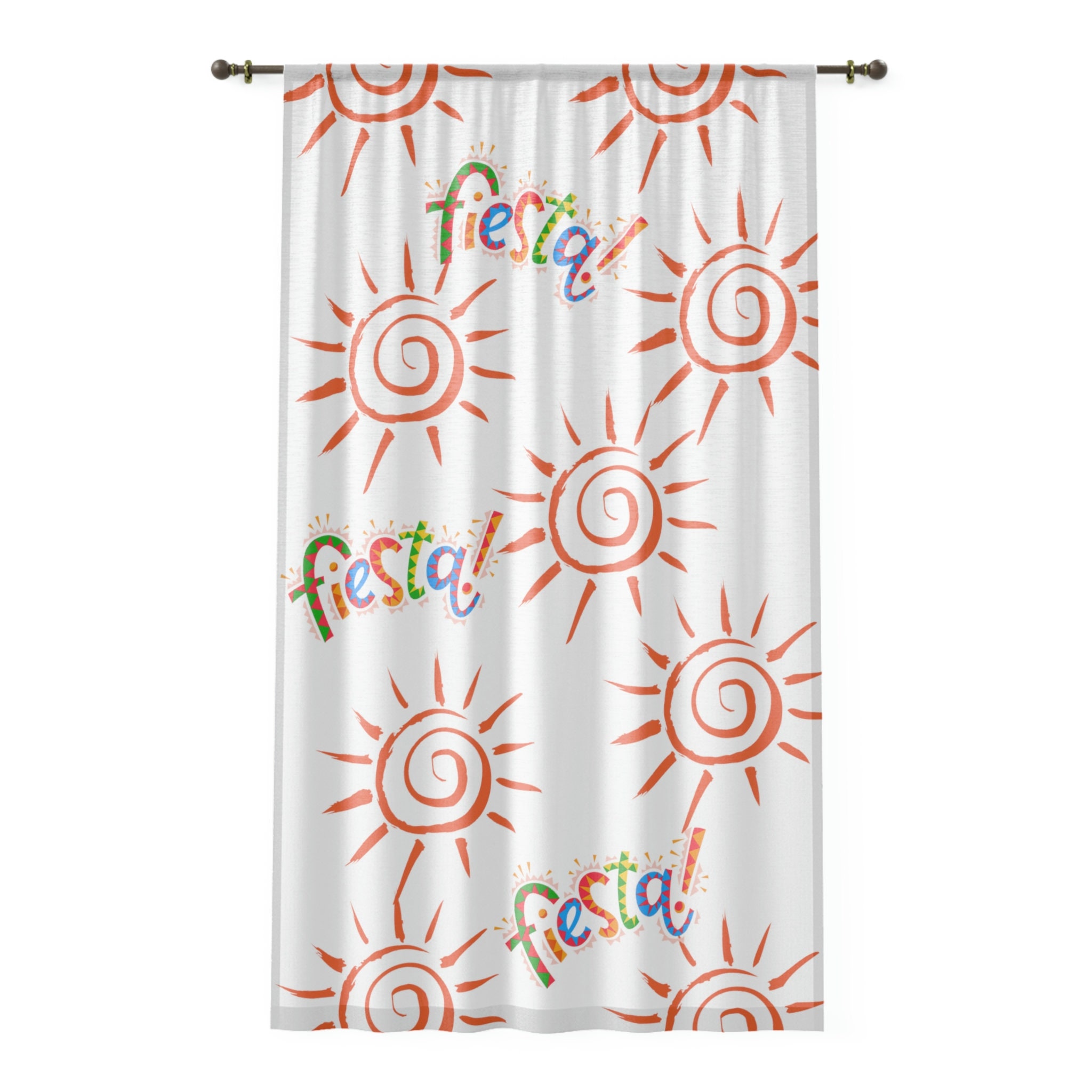 Fiesta Tribal Sun Sheer Window Curtain 50"by 84" Mexican Carnival ...