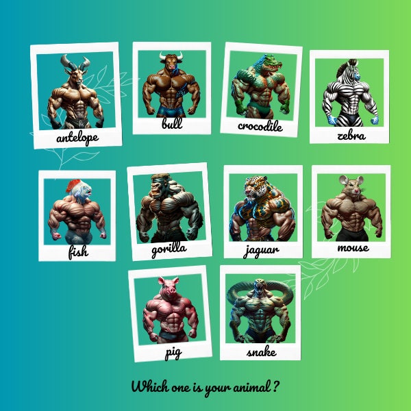 10 Gym Bodybuilder Animal Face PNG Bundle - Fitness Designs for T ...