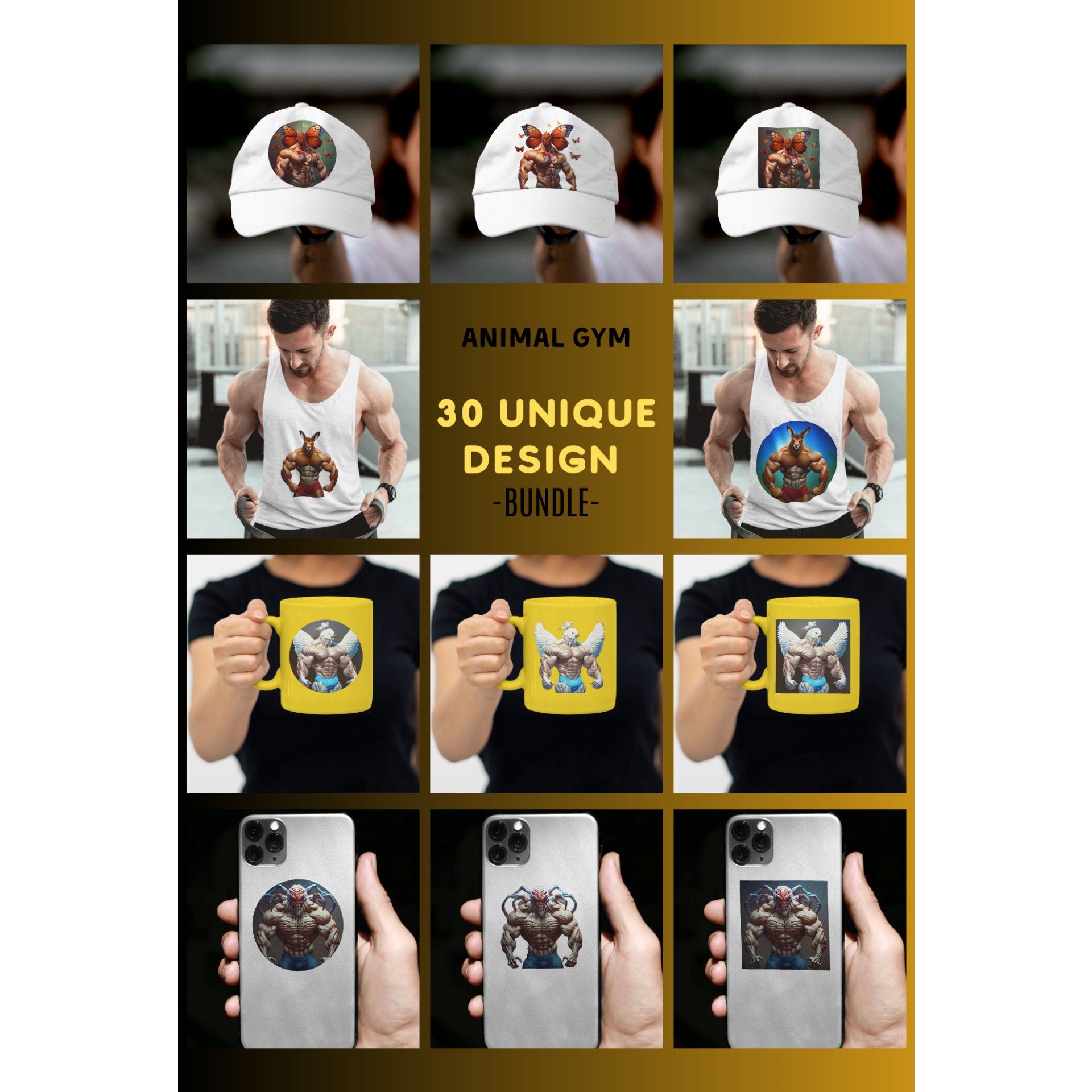 30 Design Bundle Bodybuilder Png Muscle Animal Png Gym - Etsy