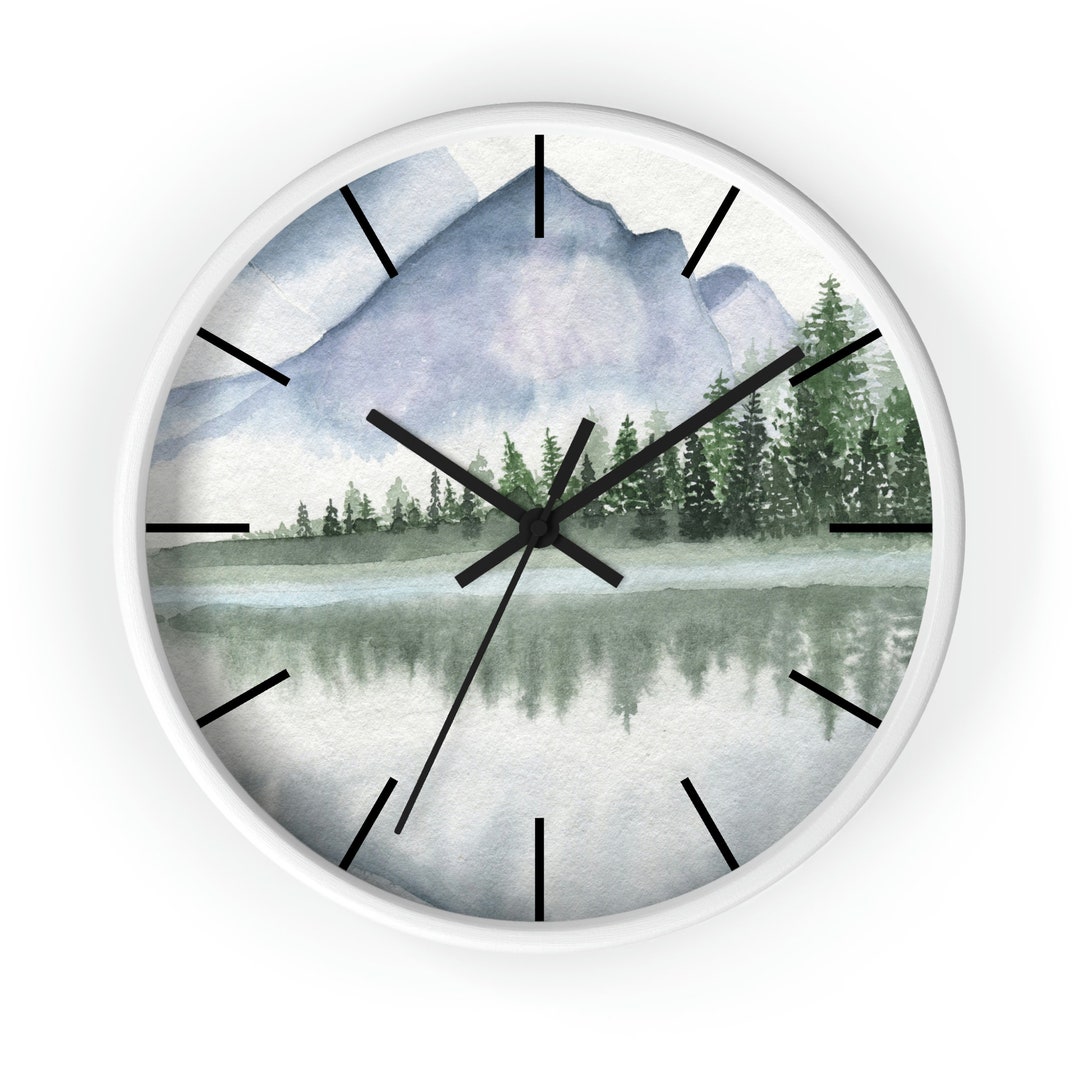 Watercolor Mountain Wall Clock; Nature Clock; Clock for Nature Lover ...