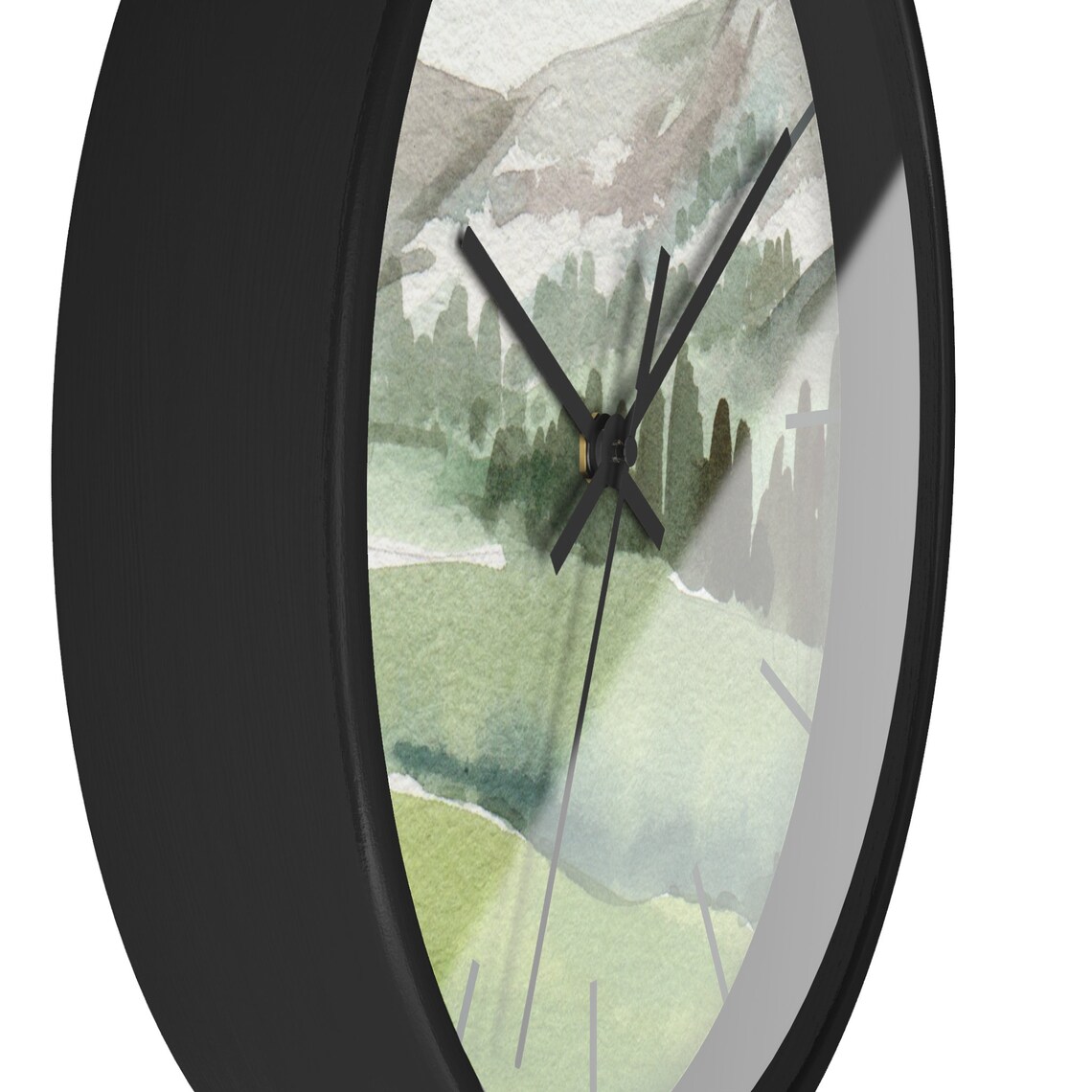 Watercolor Nature Wall Clock, Nature Lover Gift Featuring Mountains and ...