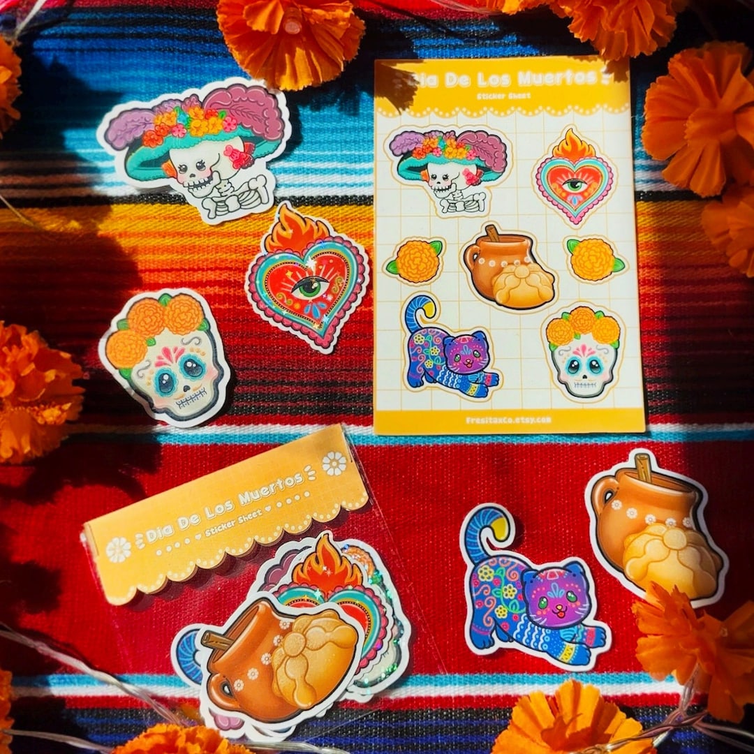 Dia De Los Muertos Stickers: Glossy Vinyl Calaveras & Ofrenda - Etsy