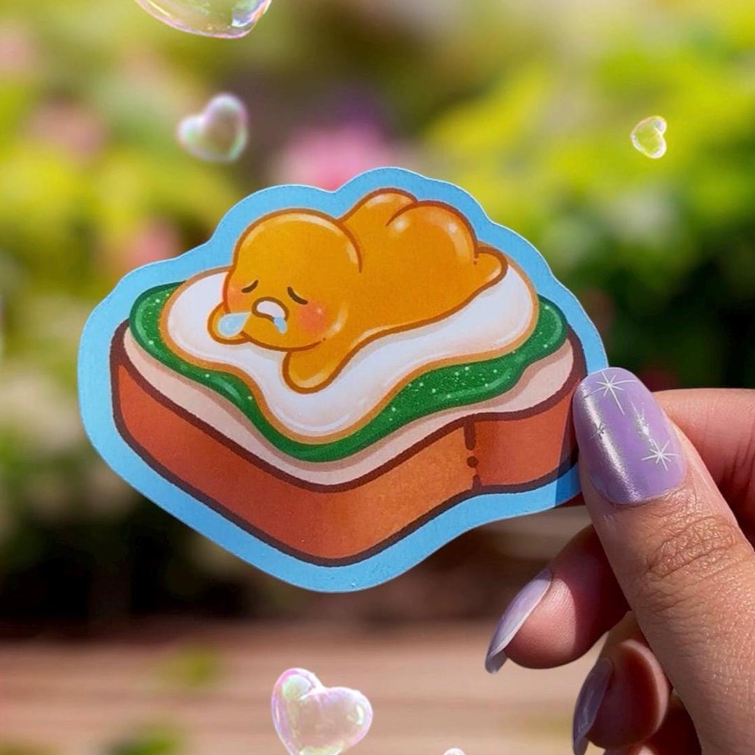 Sad Egg Avocado Toast Sticker, Kawaii Japanese Lazy Egg - Etsy