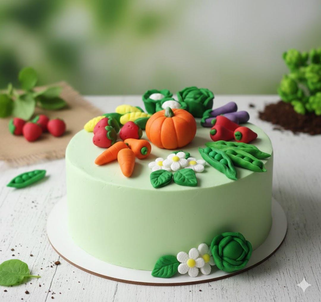 Fondant Sugar Vegetables 'peter Rabbit Garden' Theme Cake/cupcakes ...