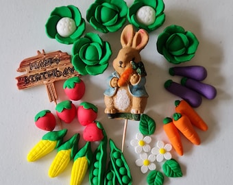 Fondant Sugar Vegetables 'peter Rabbit Garden' Theme Cake/cupcakes ...