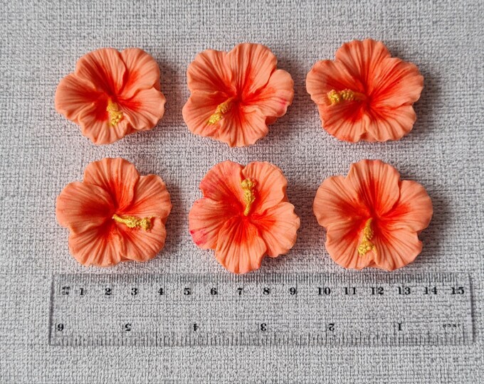 20-22 Fondant Hibiscus Flowers Beach Hawaiian Theme Cake Decorations ...