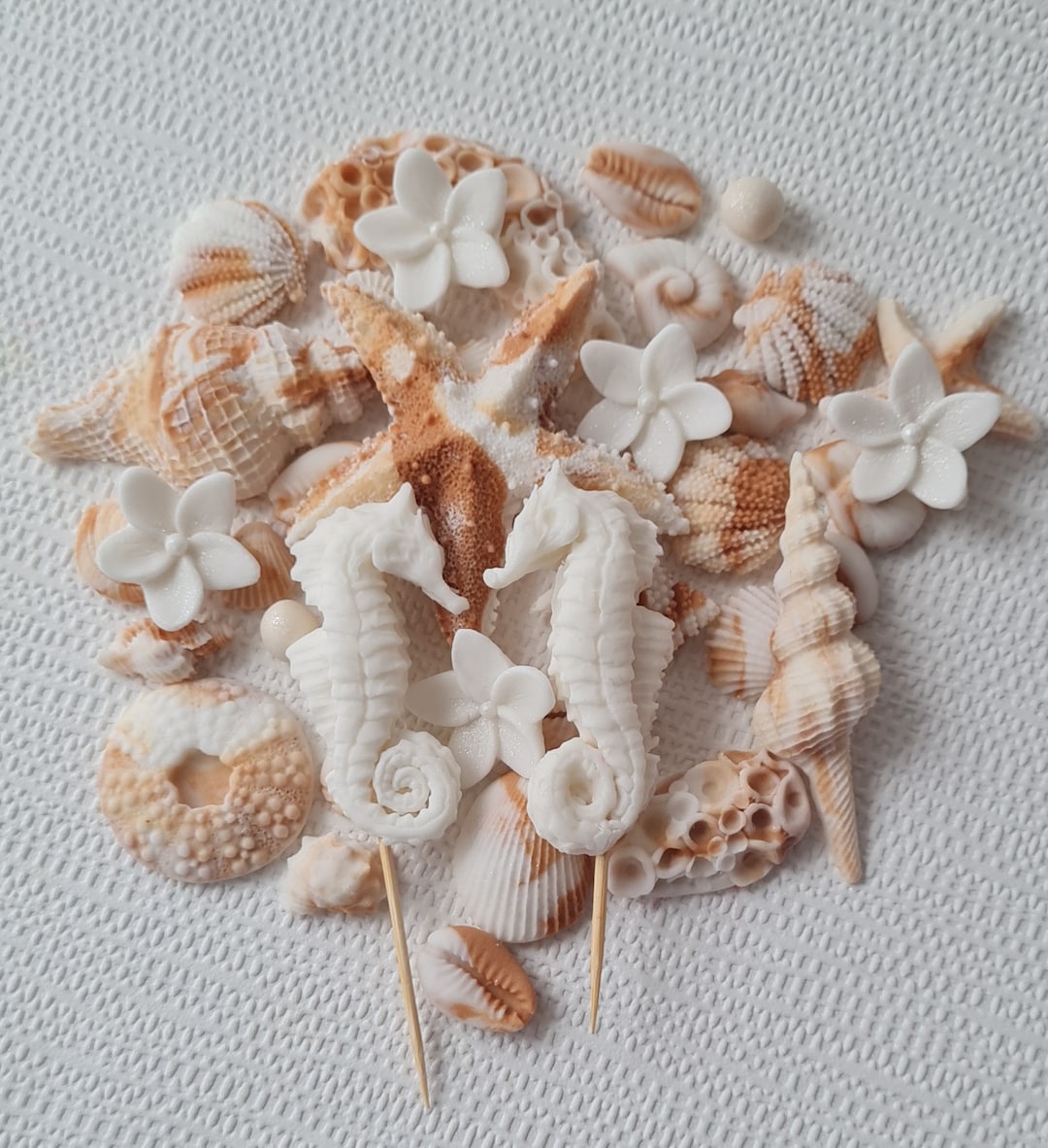 Set of 30 Sea Life Seashells Flowers Under the Sea Cake Decorations DIY ...