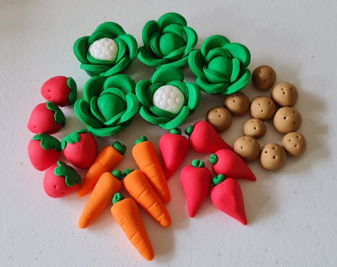 Fondant Sugar Vegetables 'peter Rabbit Garden' Theme Cake/cupcakes ...