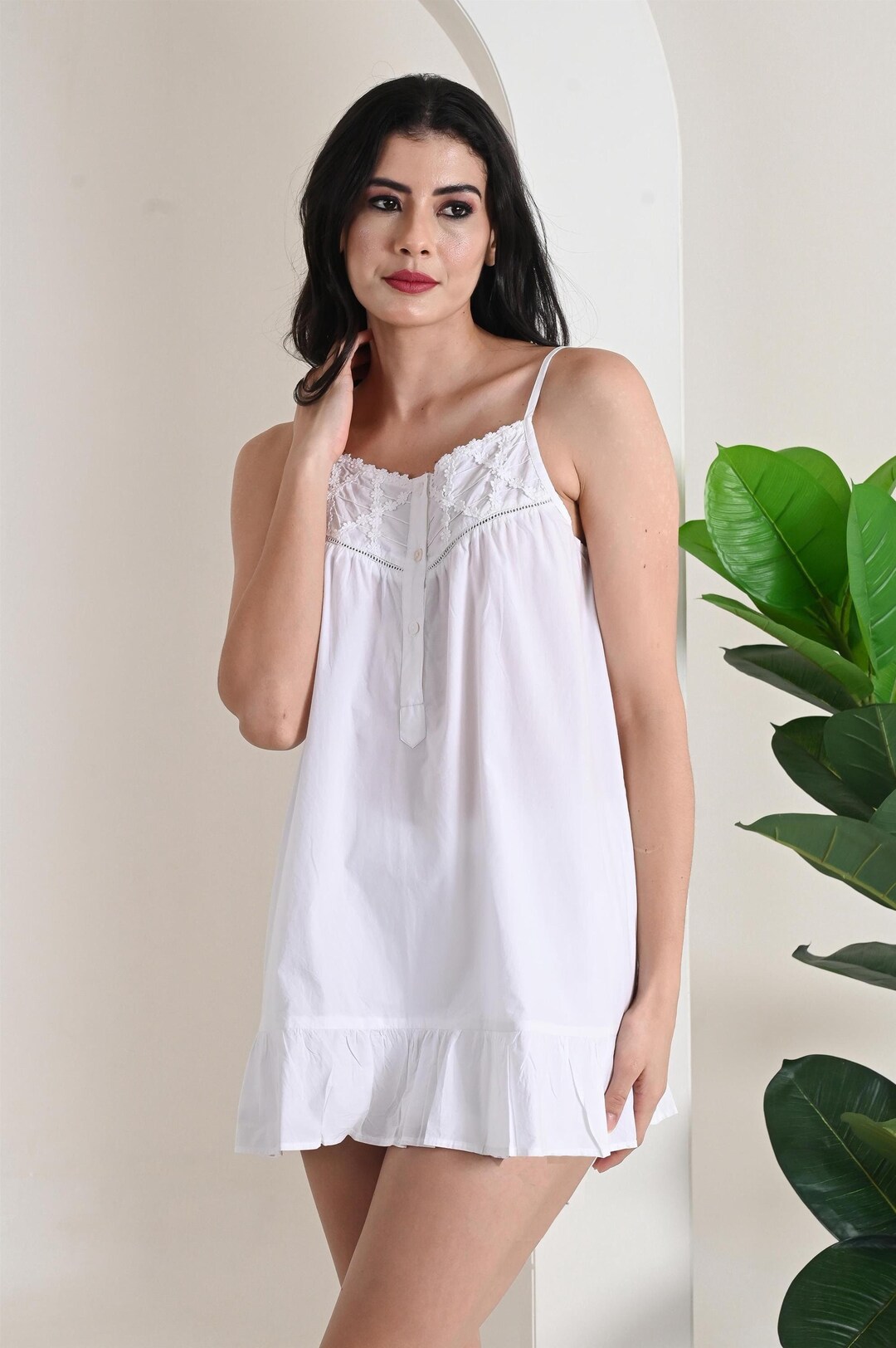 Women's Pure Cotton White Nightgown Nightshirt, Sleepwear Victorian ...