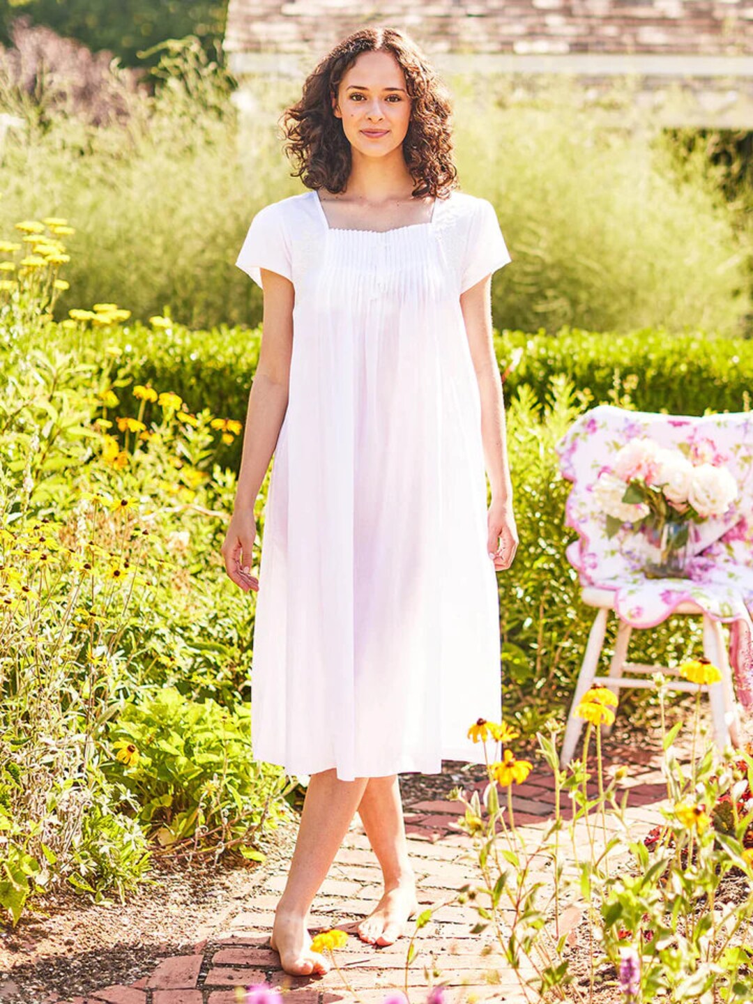Women's 100% Pure Cotton Victorian Style Nightdress Sleeveless ...