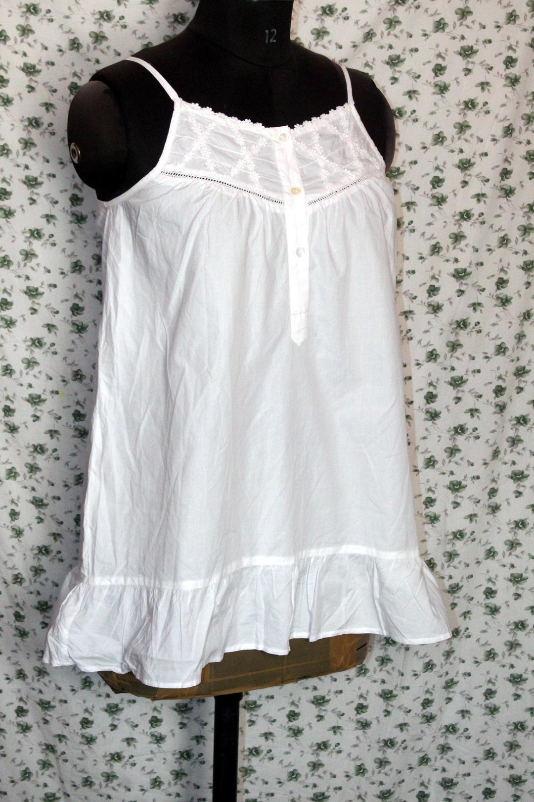 Women's Pure Cotton White Nightgown Nightshirt, Sleepwear Victorian ...