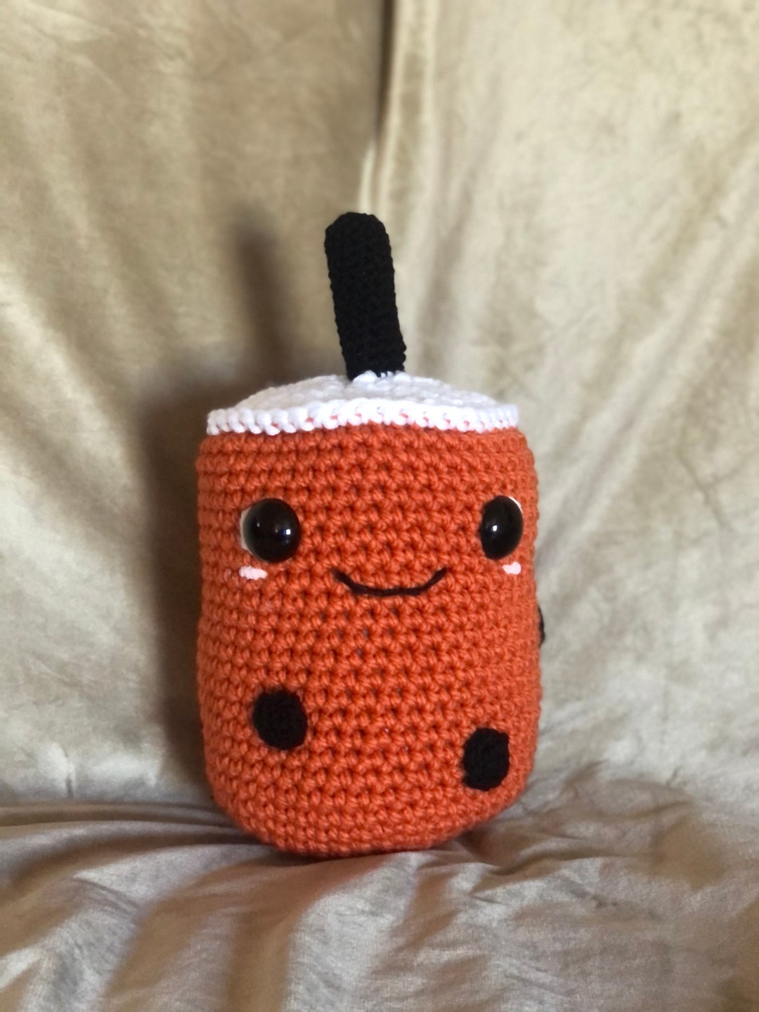 Boba Bubble Tea Plush Toy - Large Crochet Boba Bubble Tea Plush, Knit ...