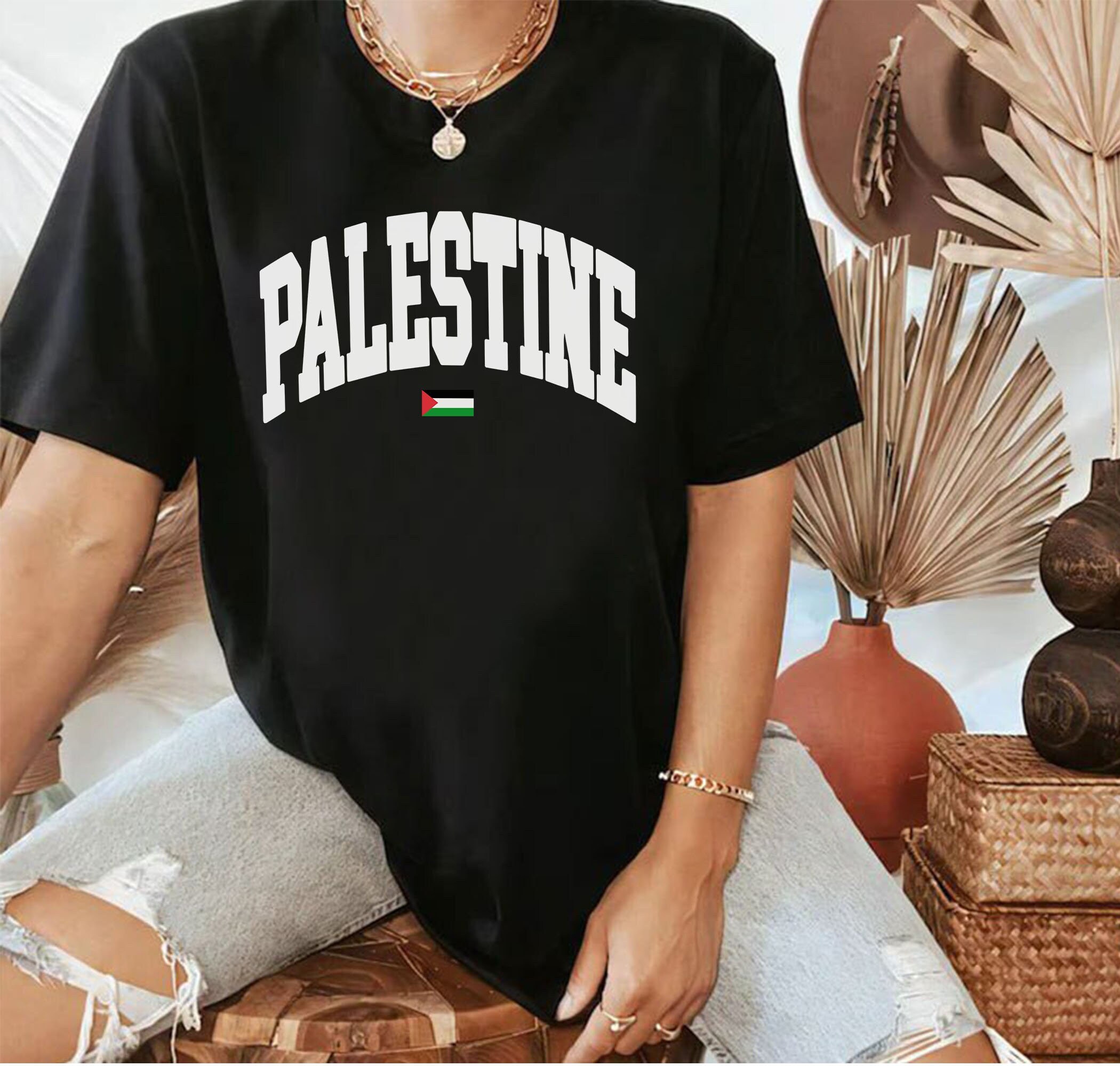 Palestine T-shirt, Palestine Flag Crewneck T-shirt, Gaza Unisex College ...