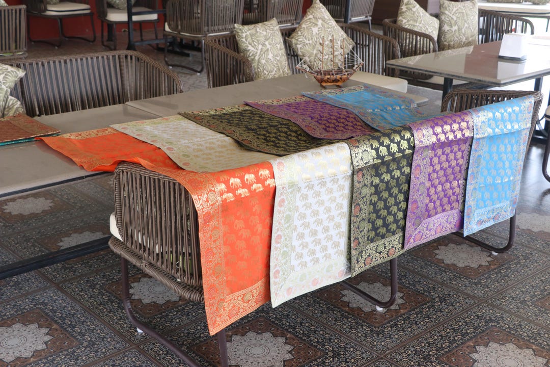 Indian Handmade Elephant Design Table Runner. Traditional Decorative ...