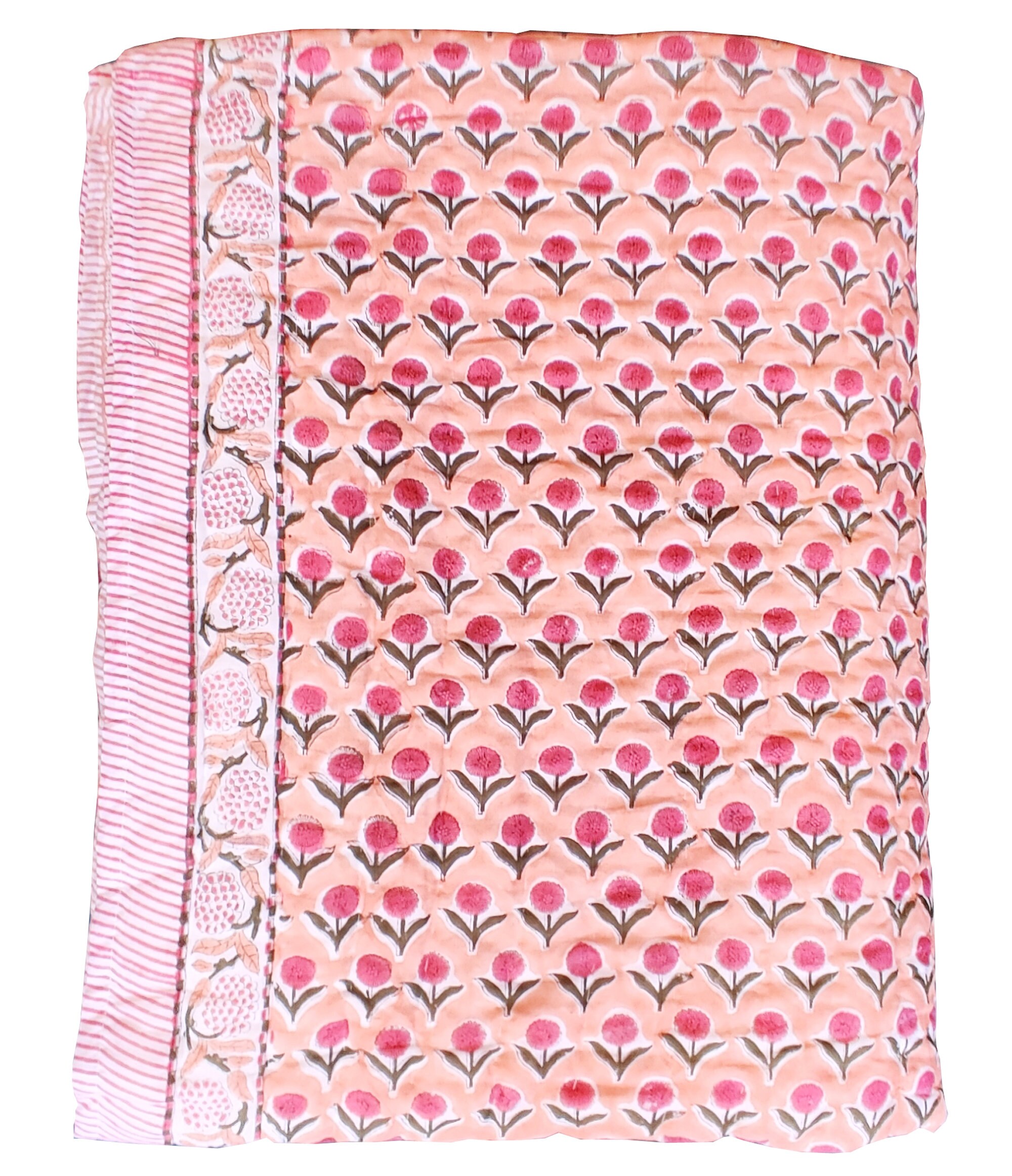 Bedspread Quilt Razai Pink Leaf Print Razai Coverlet Quilt - Etsy