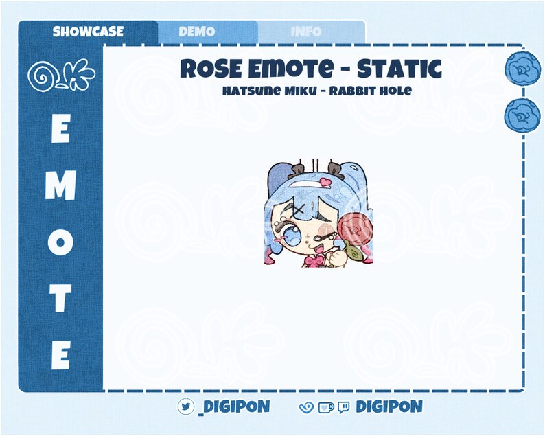 Hatsune Miku rabbit Hole Rose Emote Vtuber, Streaming, Gamers, Twitch ...