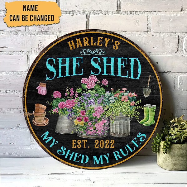 Round Garden Sign - Etsy