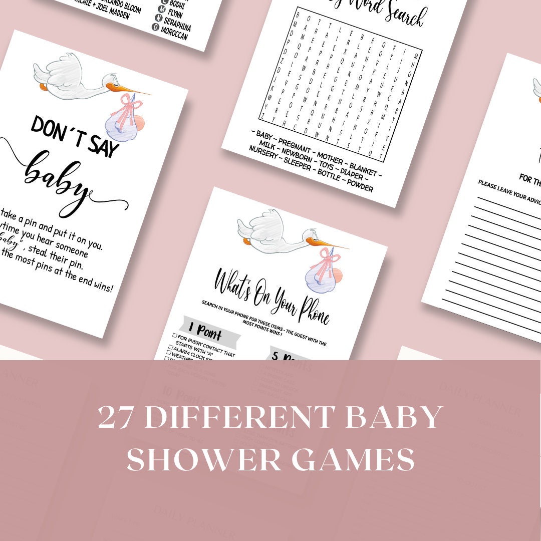 27 Baby Girl Stork Themed Baby Shower Games - Etsy