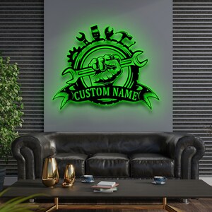 Custom Wrench Mechanic Metal Wall Art With LED Light, Personalized ...