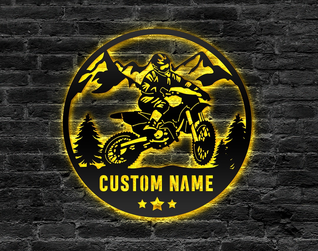 Custom Dirt Bike Metal Sign. Dirt Bike Rider Giftgarage Sign. LED Dirt ...