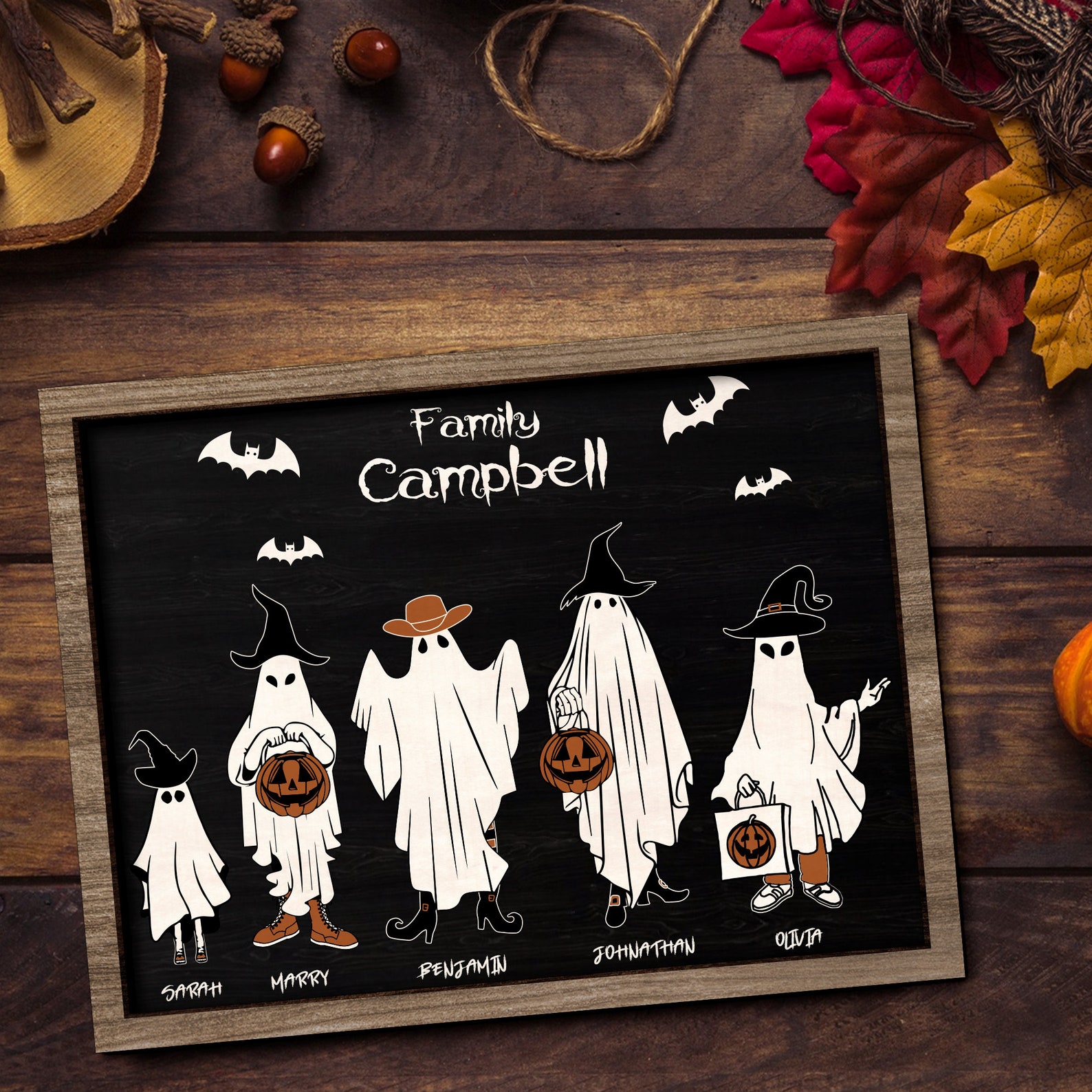 Halloween Ghost Family With Pets Custom Family Portrait Halloween Decor ...