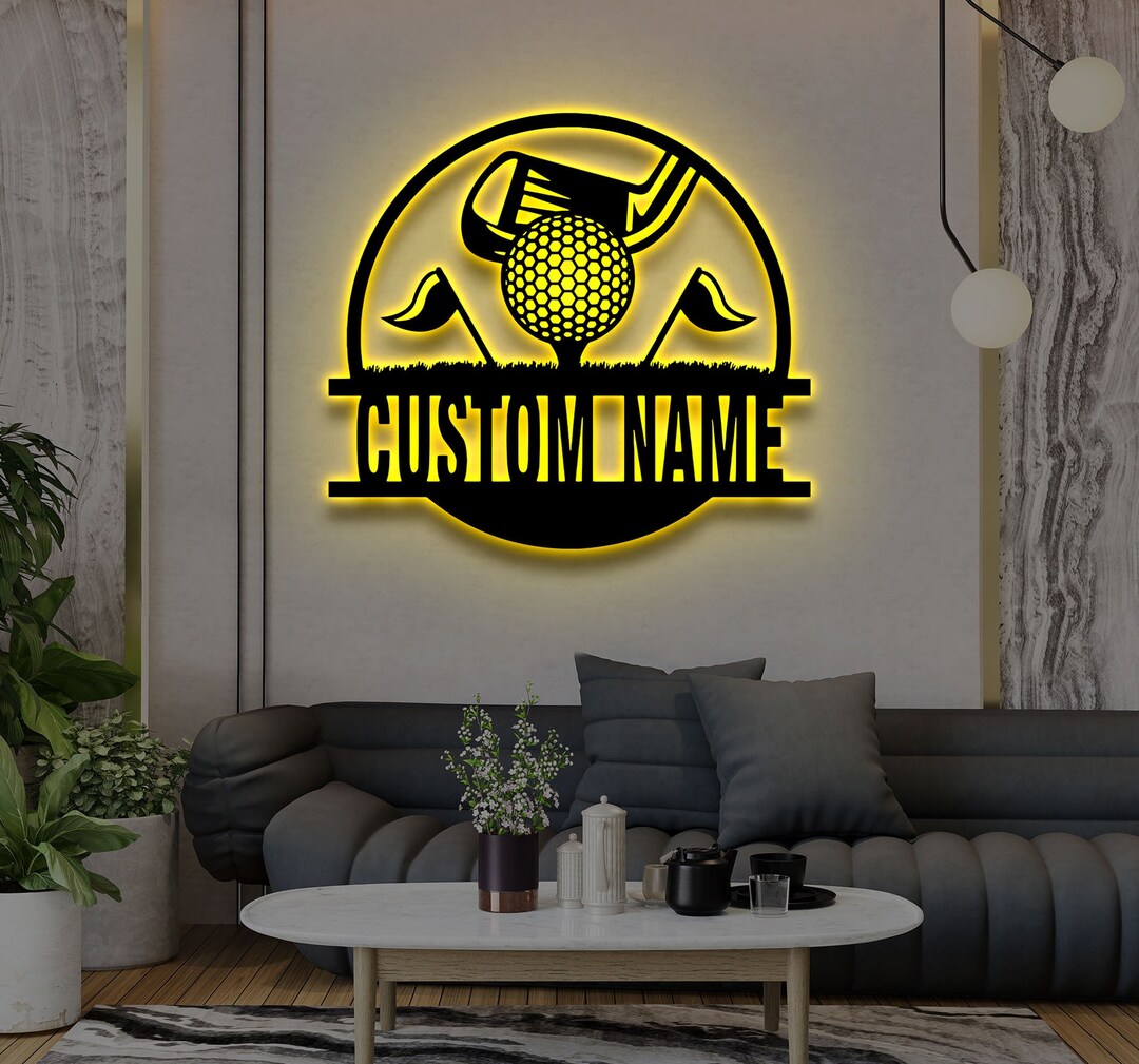 Golf Sign Personalized. Custom Golfing Metal Wall Art With Led Lights ...
