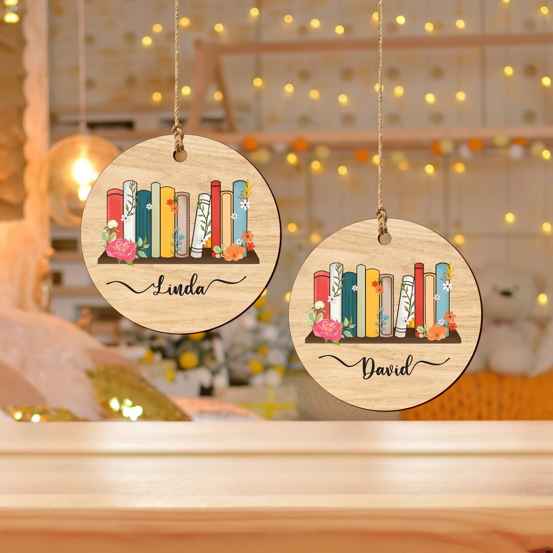 Custom Bookshelf Ornament, Book Ornament Christmas, Book Lover Gift ...