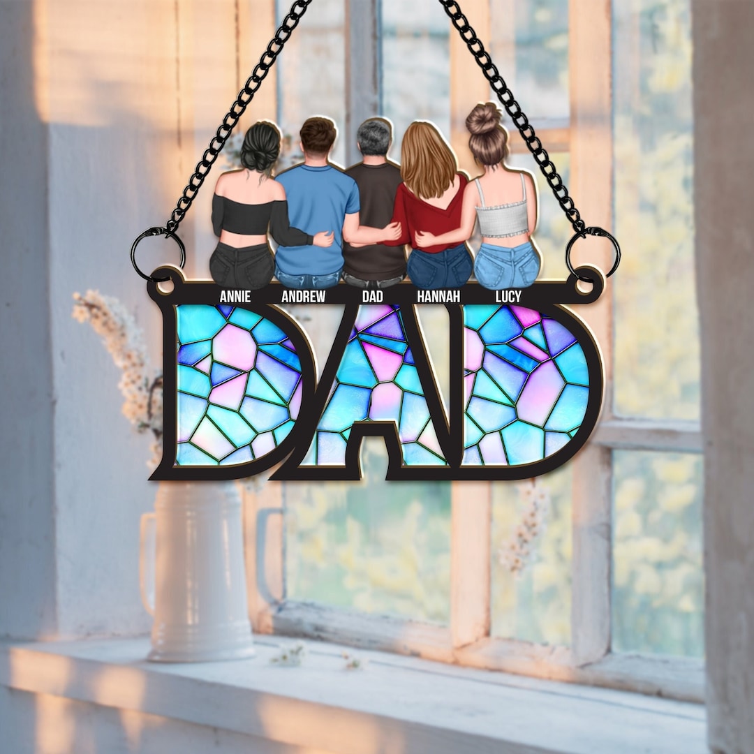 Custom Dad and Children Suncatcher Ornament, Personalized Father's Day ...