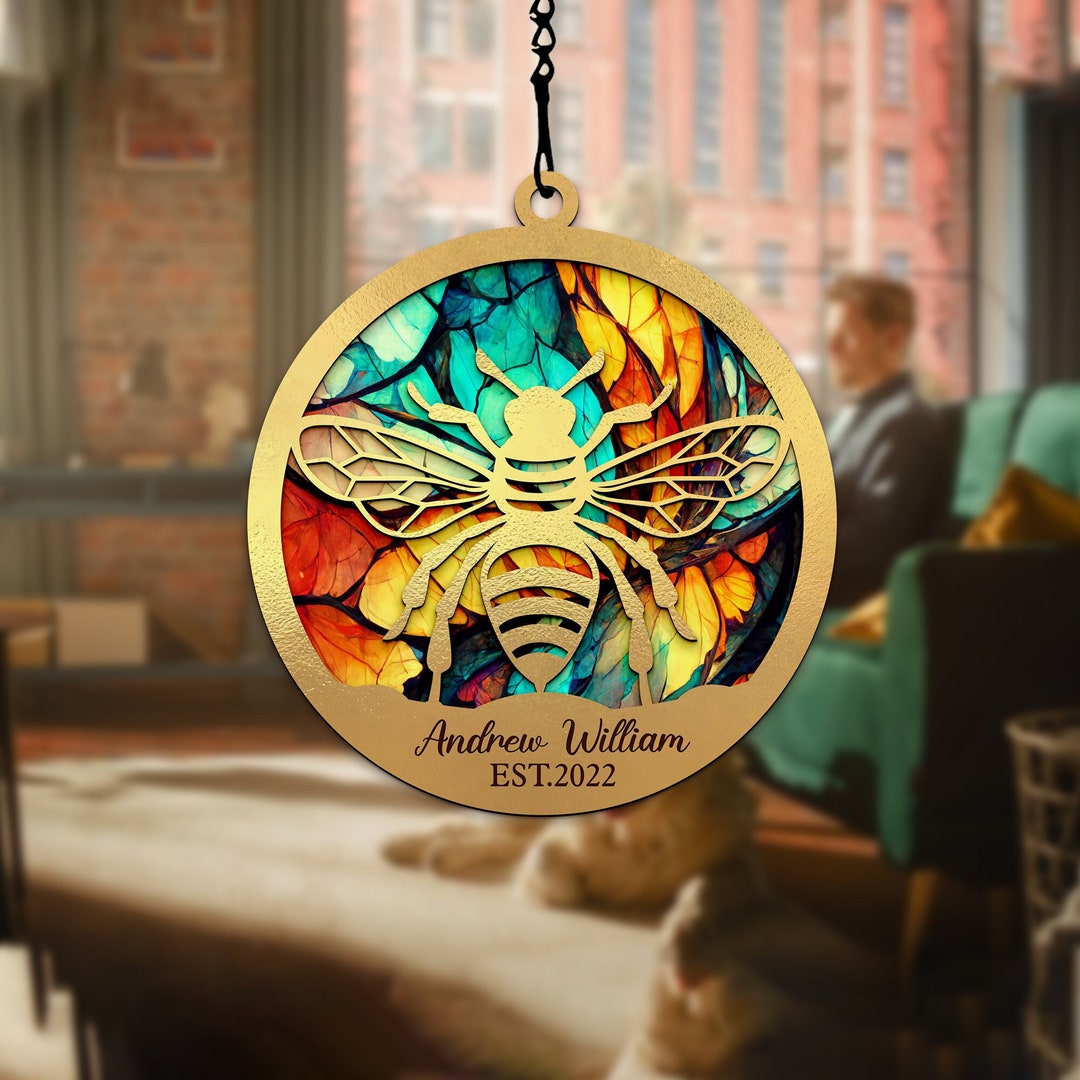 Personalized Honey Bee Suncatcher, Custom Garden Suncatcher, Gift for ...