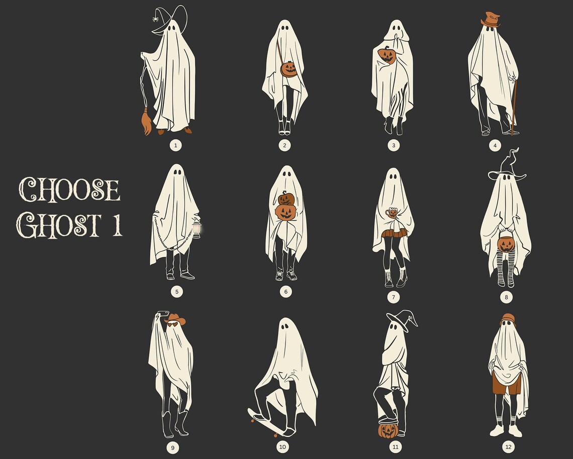 Halloween Ghost Family With Pets Custom Family Portrait Halloween Decor ...