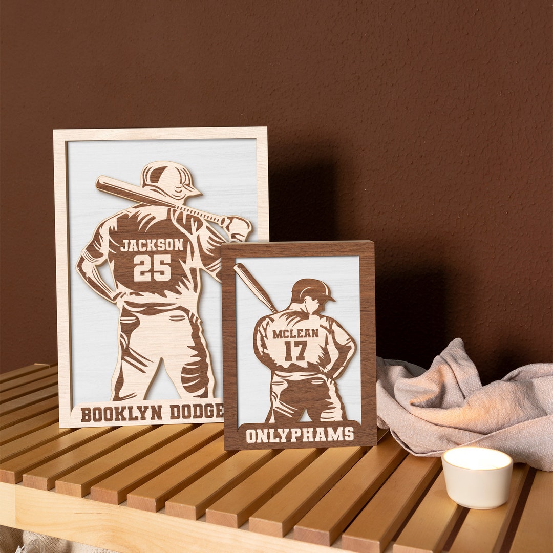 Personalized Baseball Player Wooden Sign, Custom Father's Day Gift ...