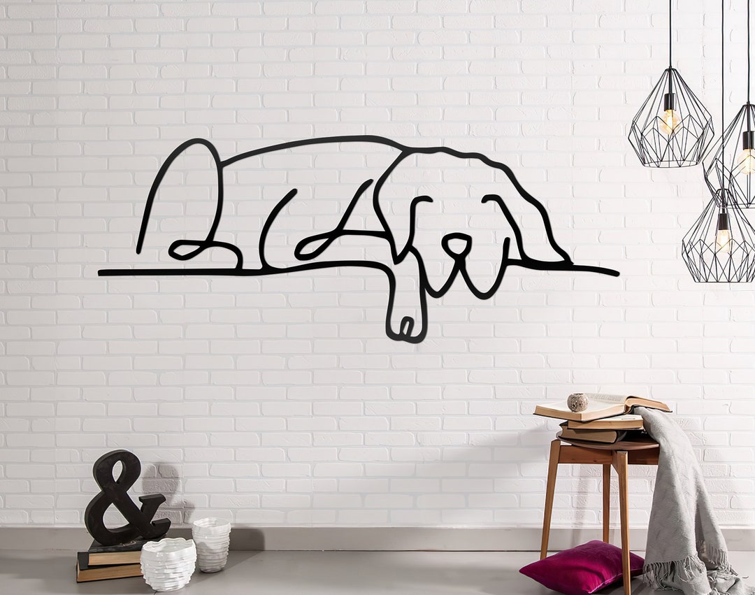 Metal Dog Decor, Minimalist Line Art, Home Wall Art, Metal Wall Animal ...