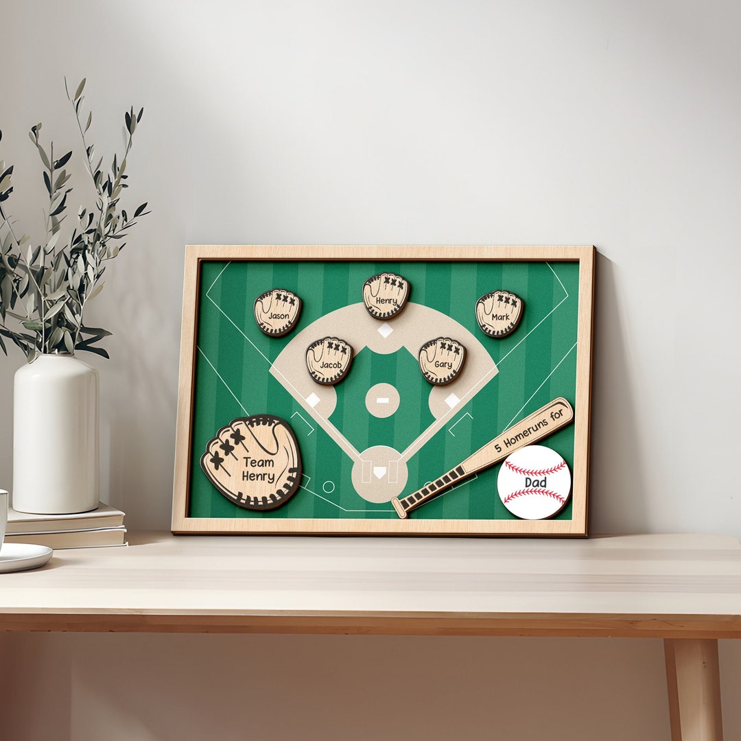 Personalized Dad or Grandpa Baseball Frame Sign, Custom Father's Day ...