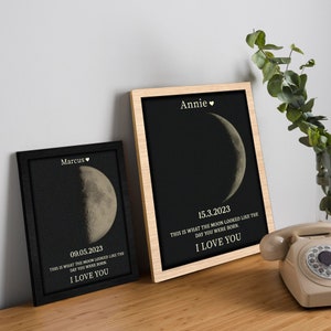 Personalized Moon Phase Frame, Mother’s Day Gift, Custom Moon Phase ...