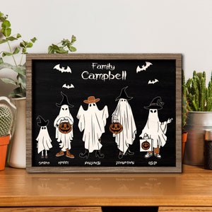 Halloween Ghost Family With Pets Custom Family Portrait Halloween Decor ...